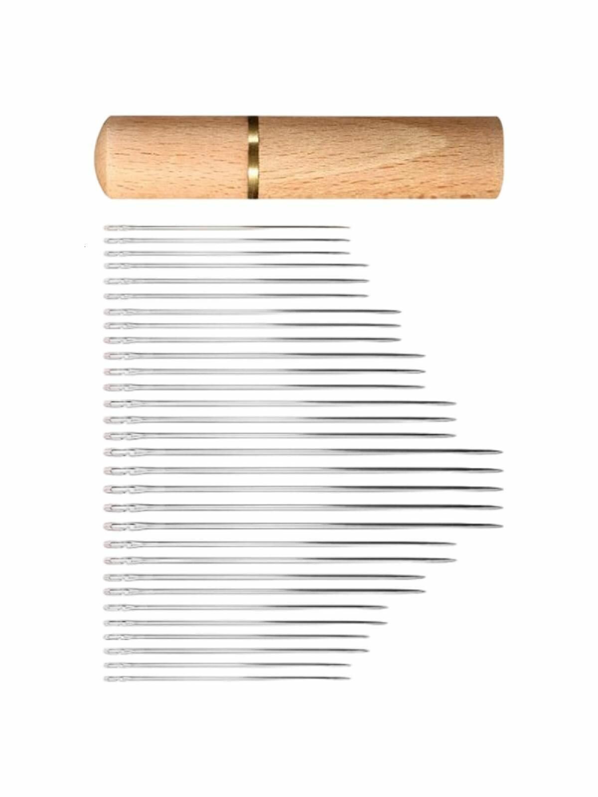 Набор швейных игл без ушка (30 шт) в деревянной коробке, Цвет журнала