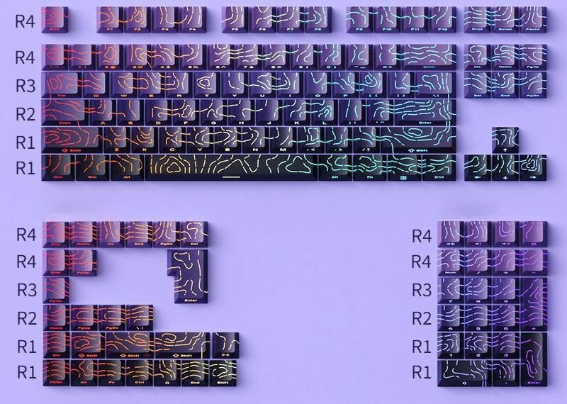 Кейкапы 4.0 для механической клавиатуры, 133шт, Контур Фиолетовый градиент