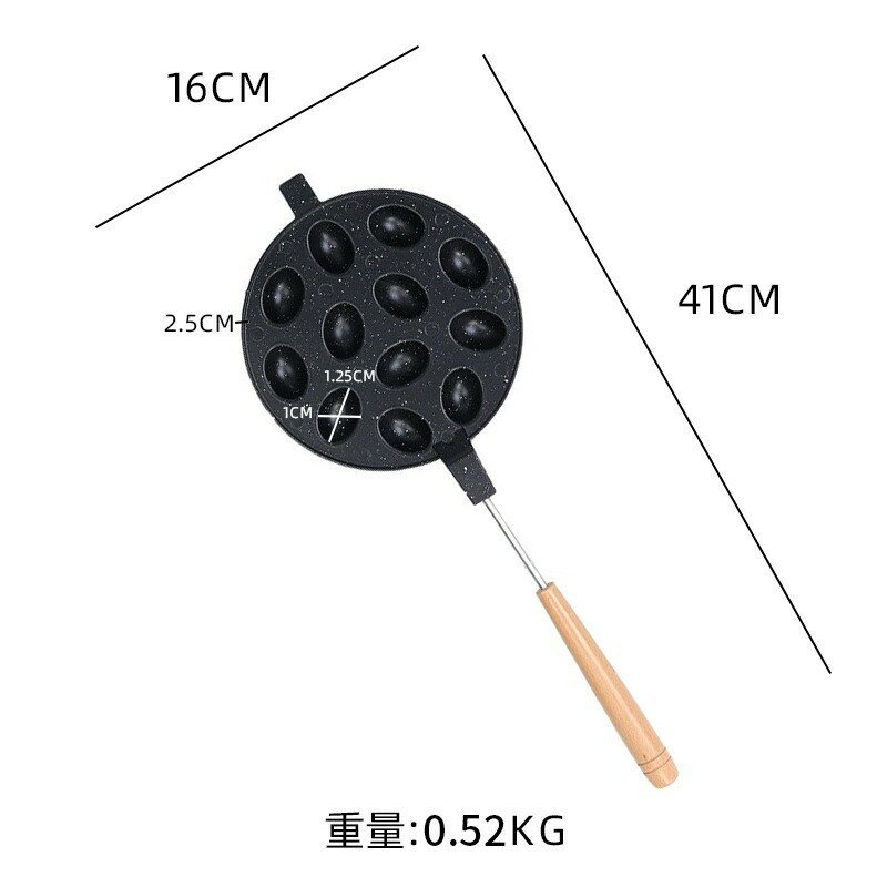 16-отверстная форма для кексов из орехового дерева, овальная вафельница, универсальная форма для выпечки на газу, форма для яичных вафель