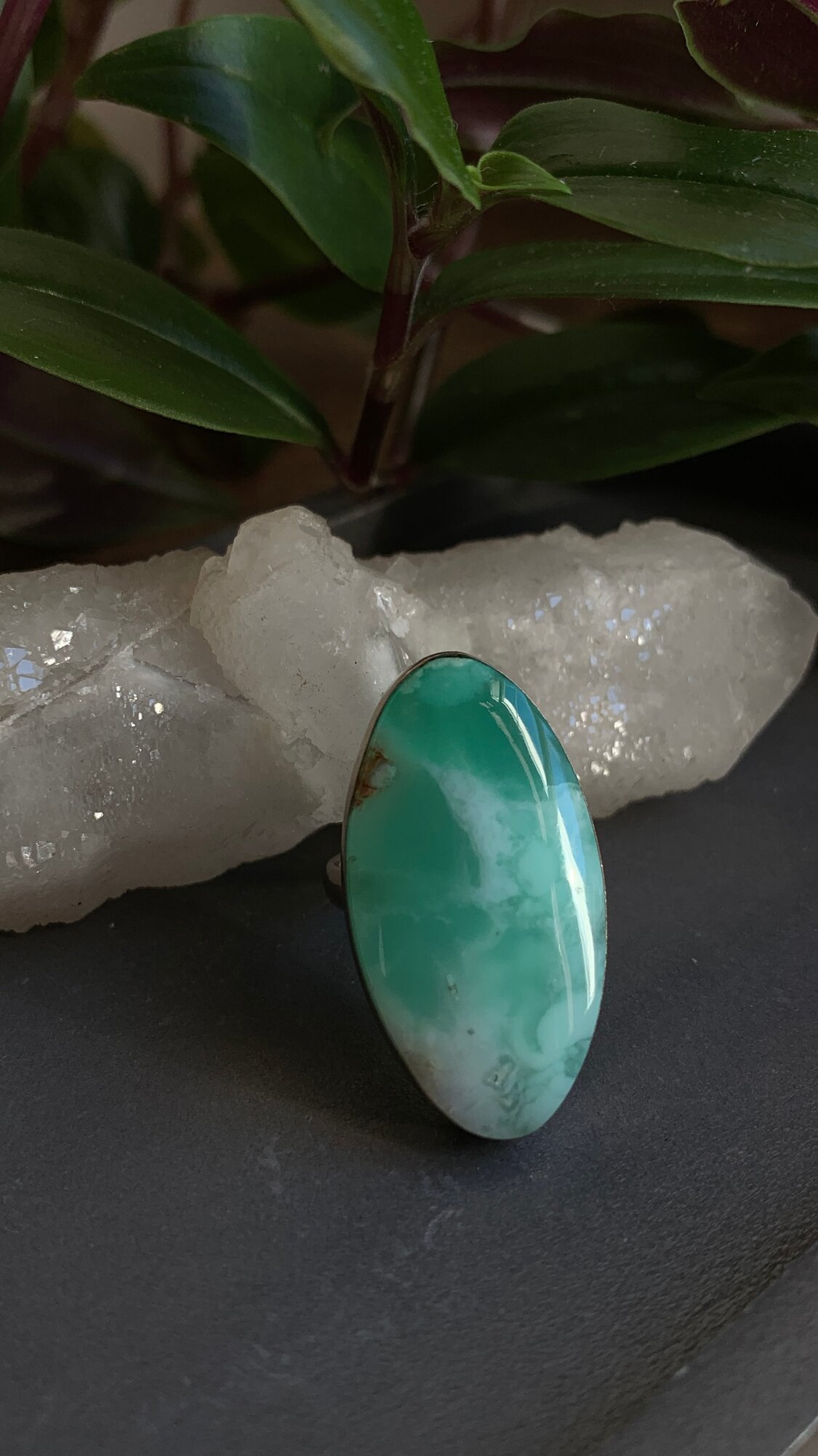 Кольцо наборное, хризопраз