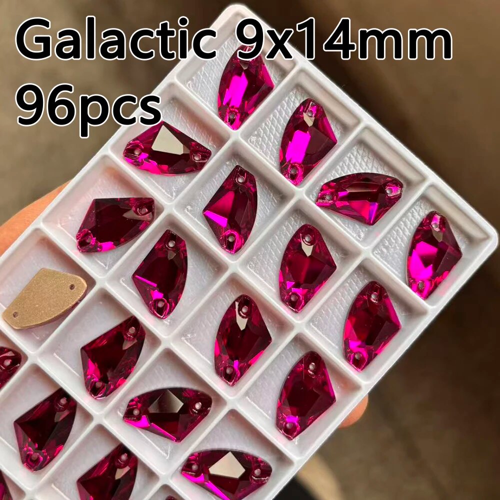 Стразы фуксия Galactic 9x14 мм, 96 шт