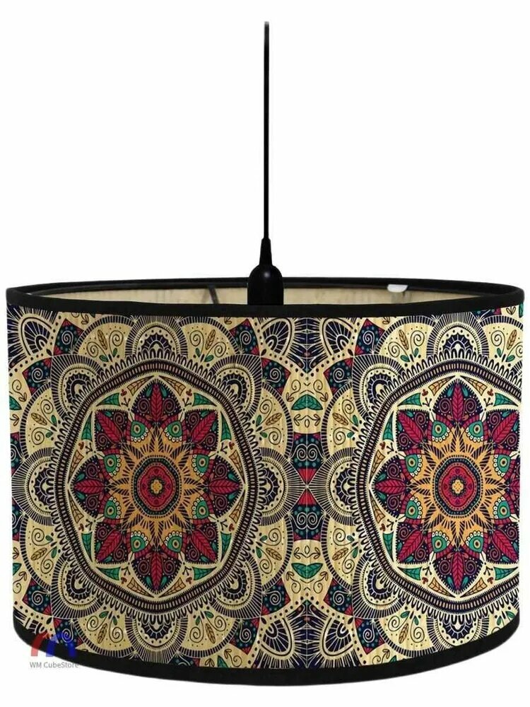 Винтажный бамбуковый плетеный абажур "Мандала" в стиле бохо для подвесных светильников в спальню и гостиную