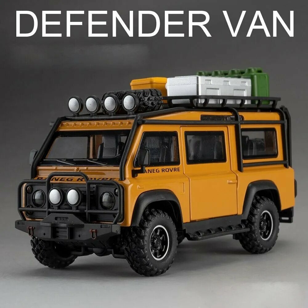 Машинка металлическая Land Rover Defender VAN (1:32)инерционная с открывающимися дверьми, световыми и звуковыми эффектами