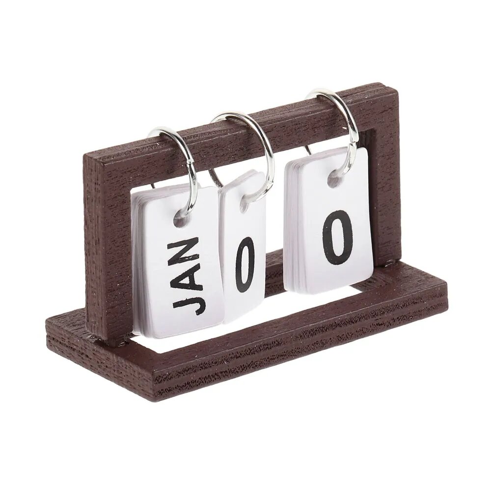 Деревянный Календарь Для Домика Кукол Миниатюрный Столичный Календарь Коричневый Размер 4.00X2.30X1.80Cm