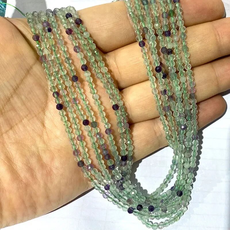 Бусины флюорит 2 мм, агат, турмалин, бирюза, 165-170 шт