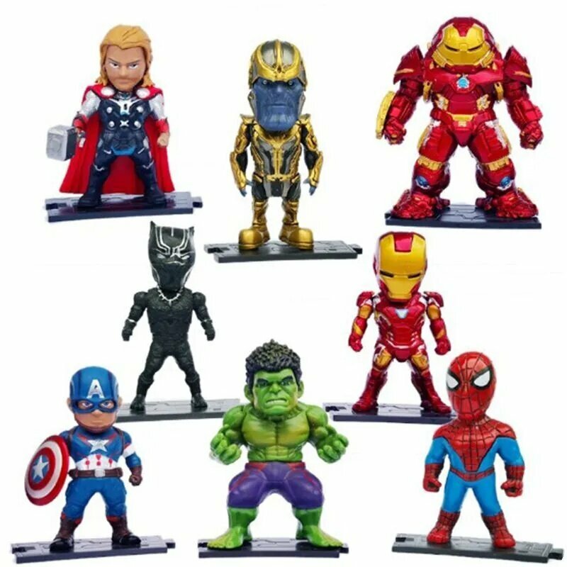 Набор фигурок Мстители Таноса халк Железный Человек Черная пантера / Spiderman Hulkbuster 8шт (10см, пакет)