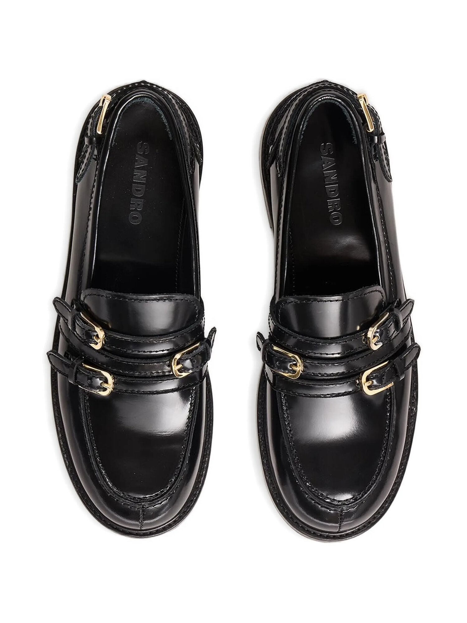 Лоферы Sandro Buckle strap loafers, размер 36, black/black — фото 1