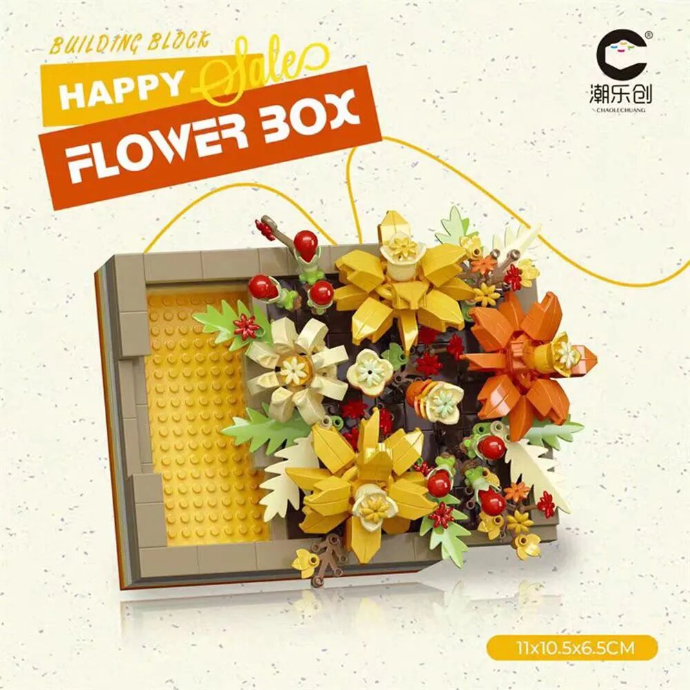 Креативный букет из роз и гибискуса, коробка для цветов, строительные блоки, игрушки для детей старше 6 лет