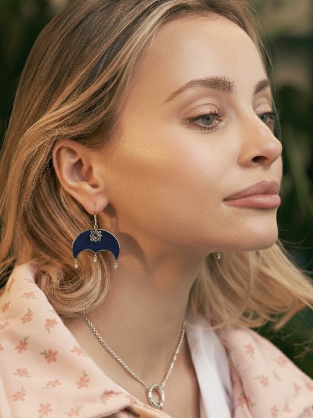 Серьги двусторонние, серебро, 925 проба, эмаль