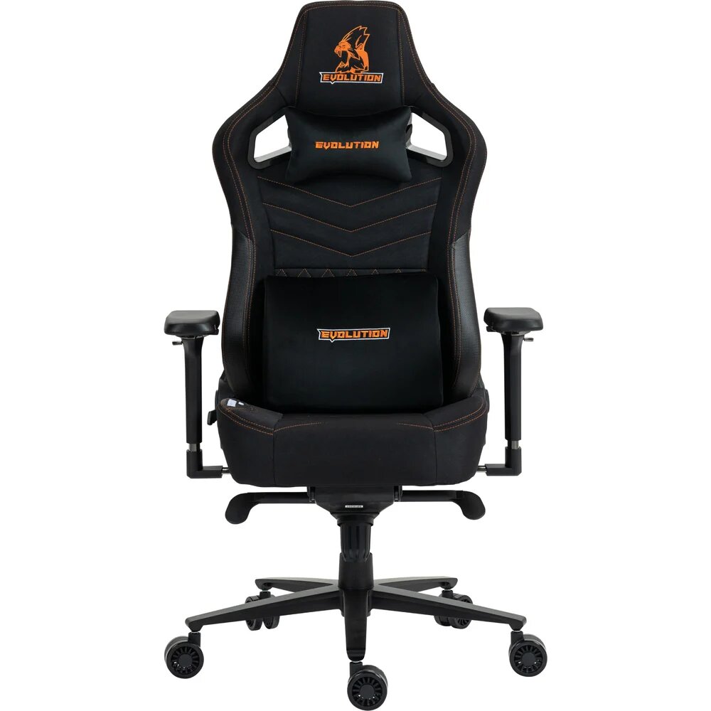 Кресло геймерское EVOLUTION NOMAD PRO Black/Orange с регулируемыми подлокотниками и тканевой обивкой — фото 1