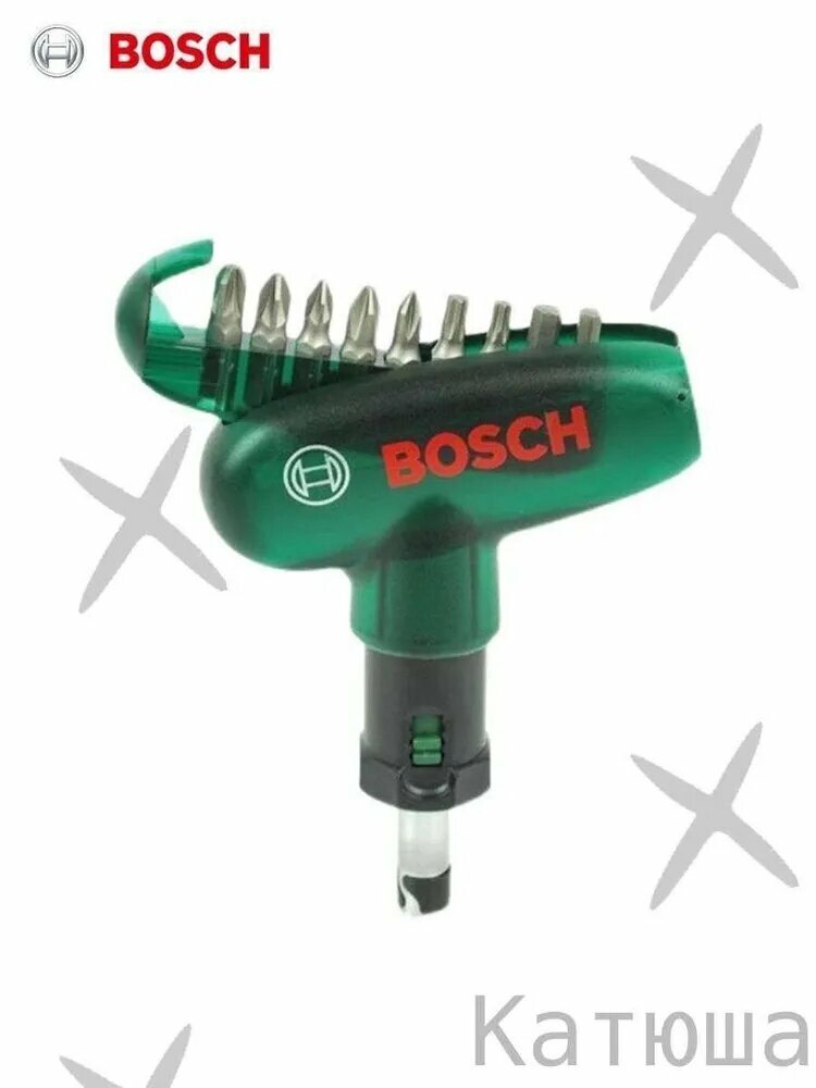 Набор простых отверток Bosch, 9 бит +1 трещоточная рукоятка