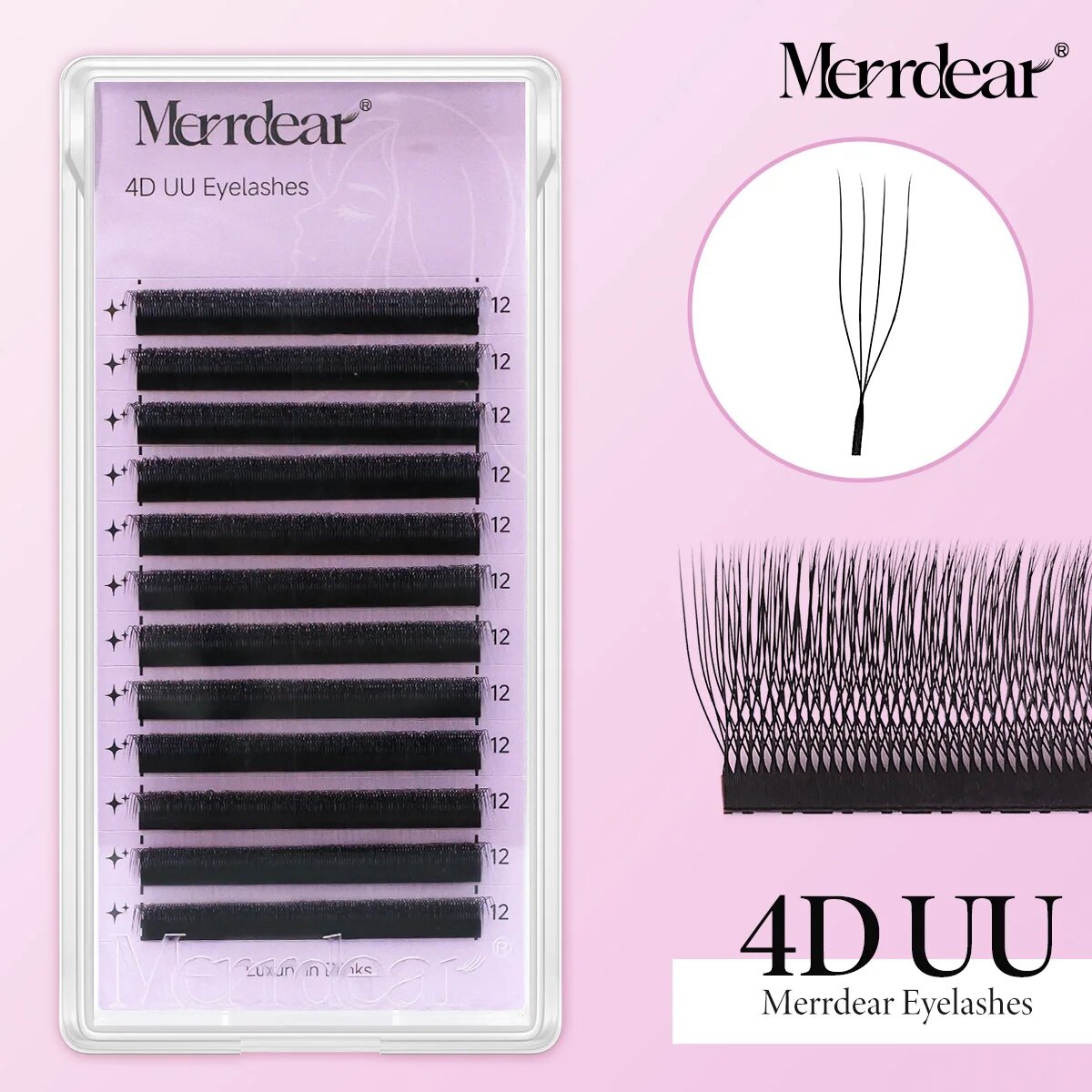 Мerrdear 3D/4D/5D/6D У-образные наращенные ресницы из меха норки C, 9 мм, 4D U Eyelashes