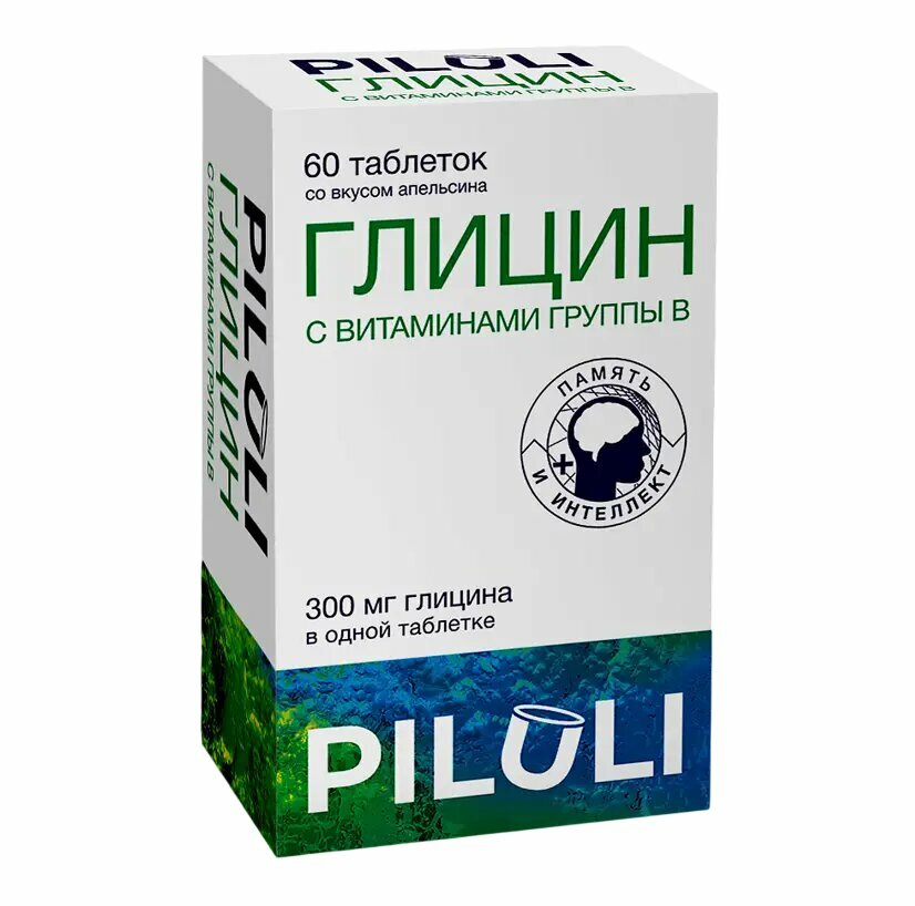 PILULI Глицин с витаминами группы В таблетки для рассасывания массой 800 мг 60 шт