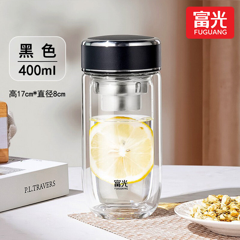 Двухслойная стеклянная чашка Fuguang, нерегулярная чашка в форме гусиного яйца, чашка для чая для мужчин и женщин, термостойкая утолщенная чашка для воды, оптовая печатная подарочная чашка