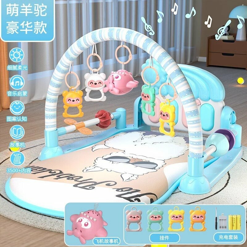 Детская фитнес-стойка с музыкальной педалью, игрушка для новорожденных 0-36 месяцев, пианино, игровой коврик, горячие продажи за рубежом