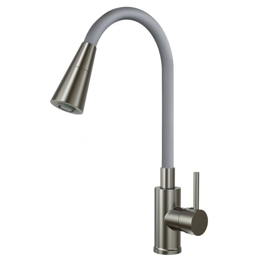 Смеситель для кухни Esko Kitchen серый с гибким изливом однорычажный (K47GMG)