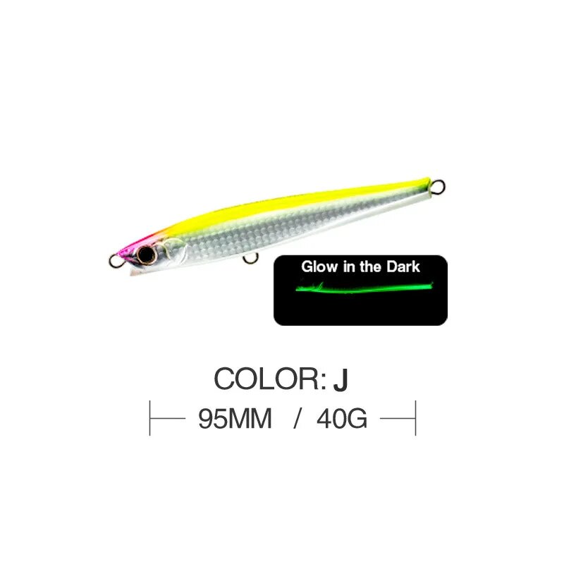9,5 см, 40 г, приманка для рыбной ловли, воблер, приманка, большой размер, длинный заброс, тонущий Джеркбейт, искусственная жесткая приманка, приманка для океанской рыбалки, приманка для окуня