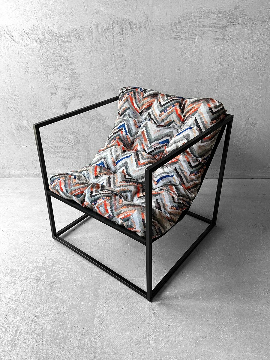 Кресло в стиле лофт Лофтовик + Разноцветный Велюр