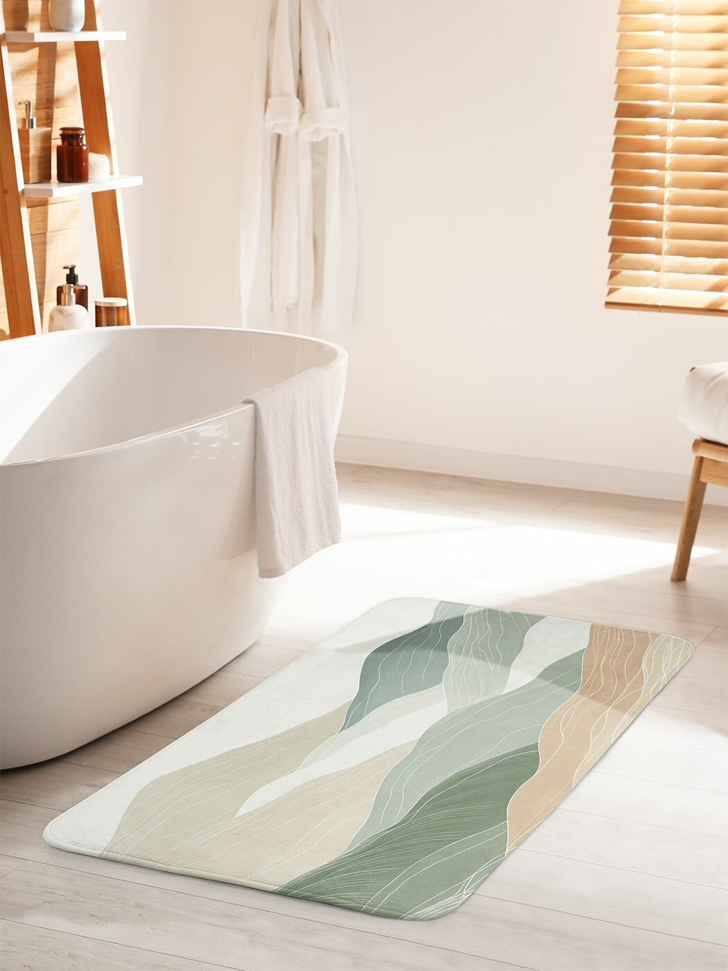 Коврик для ванной комнаты и туалета противоскользящий "Холмы" 60х100 см, JoyArty