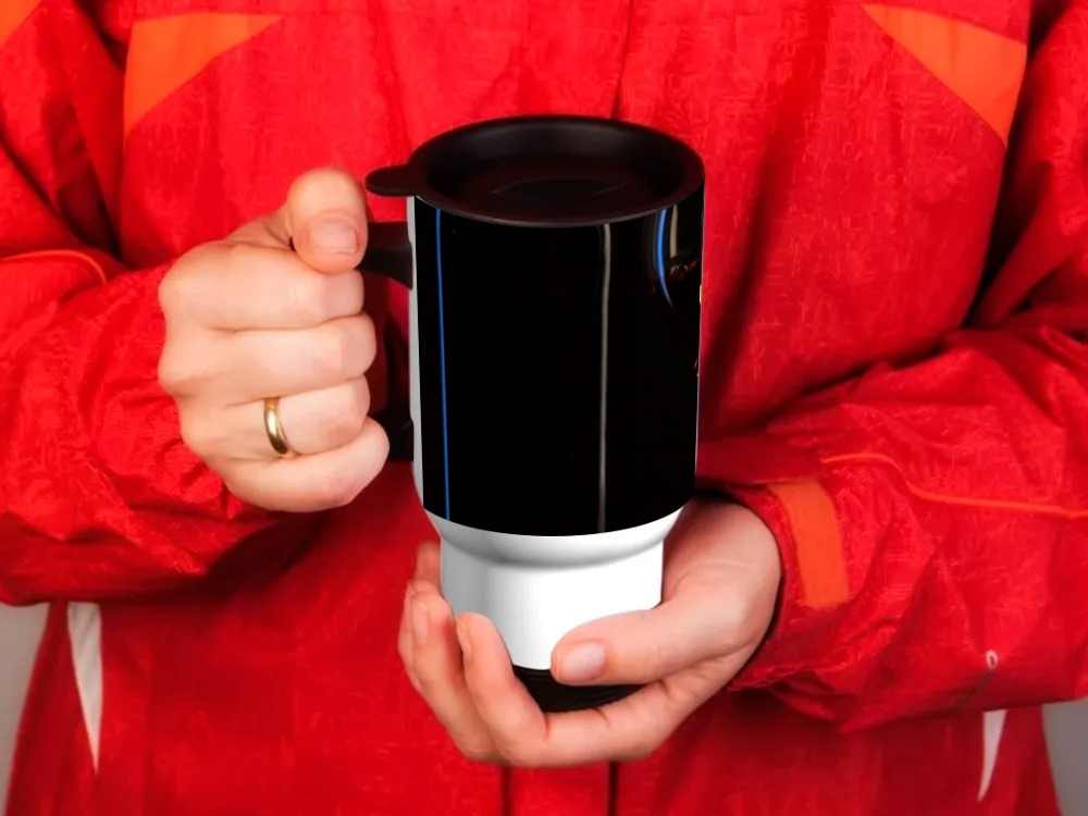 Тремокружка для авто с принтом "Бутылка вина, бокалы для вина, очки" 0.5 л.