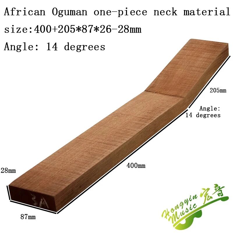 Гриф для гитары Okoume 400x205x26-28mm, 14 градусов, Класс A