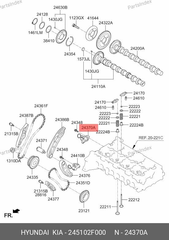 Натяжитель цепи ГРМ, HYUNDAI/KIA/MOBIS 245102F000