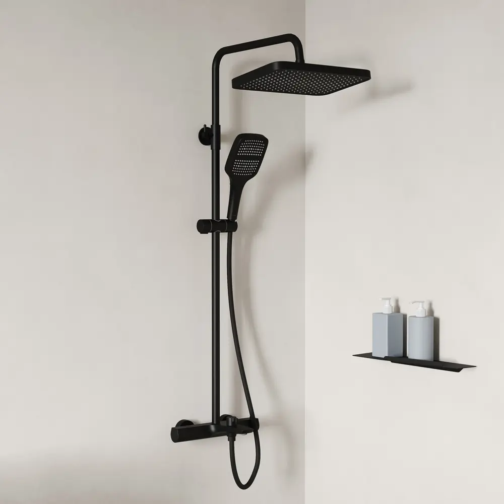 Душевая система Iddis Lahta LAHBLTHi06 с термостатом 3 режима цвет черный матовый