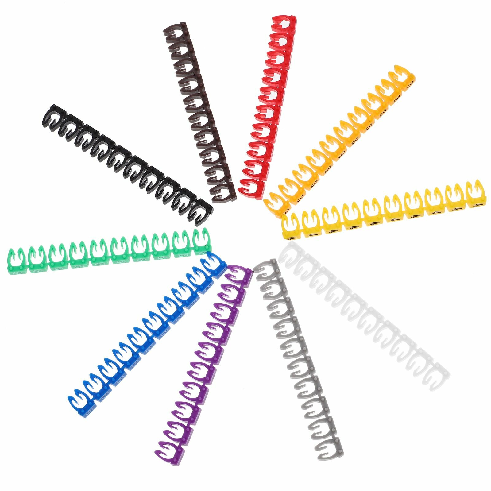 Пластиковые цифровые маркеры для проводов с клипсой, набор 100 шт, для маркировки кабелей