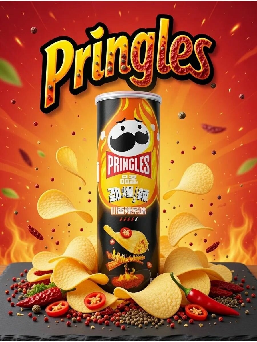 Чипсы Принглс с сычуаньским перцем / Pringles Super Hot Spicy Strips 110 грамм.