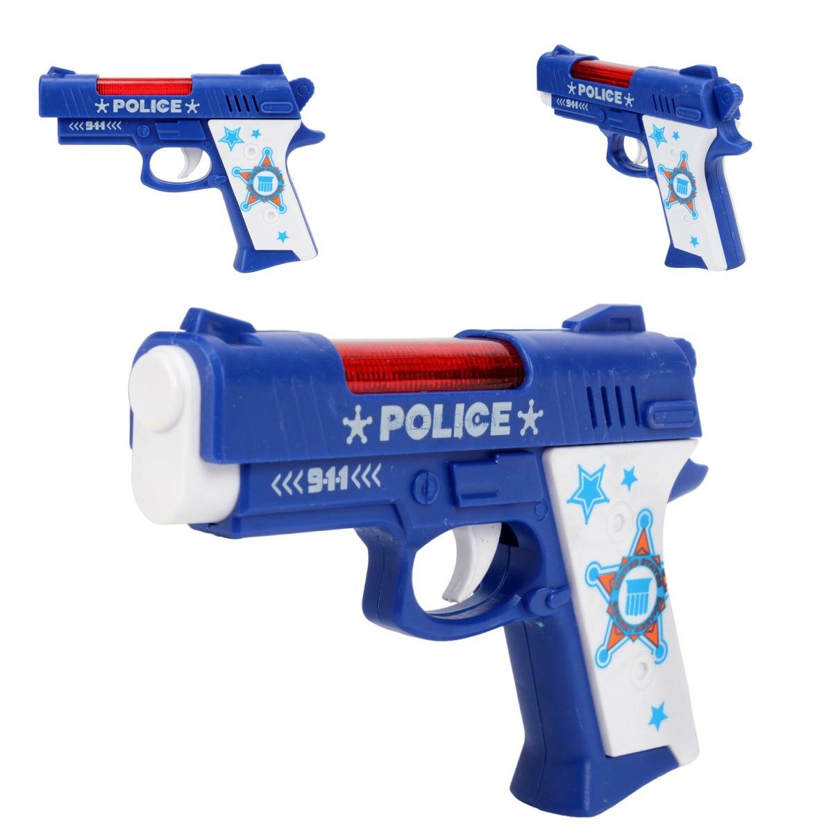 Игрушечный пистолет 13см, синий/белый, безопасный для детей, пластик