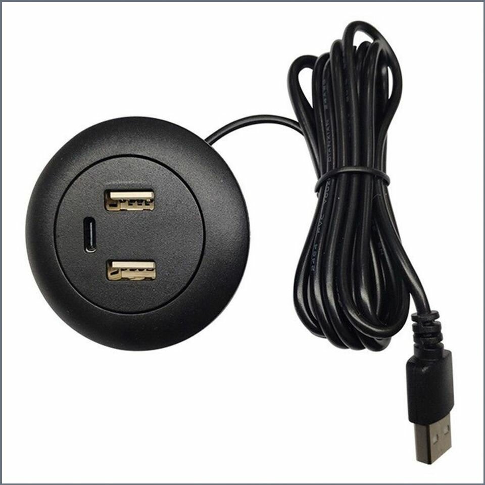 Встраиваемый USB-Концентратор С Отверстием Для Настольного Компьютера Type-C, Разветвитель 3 В 1