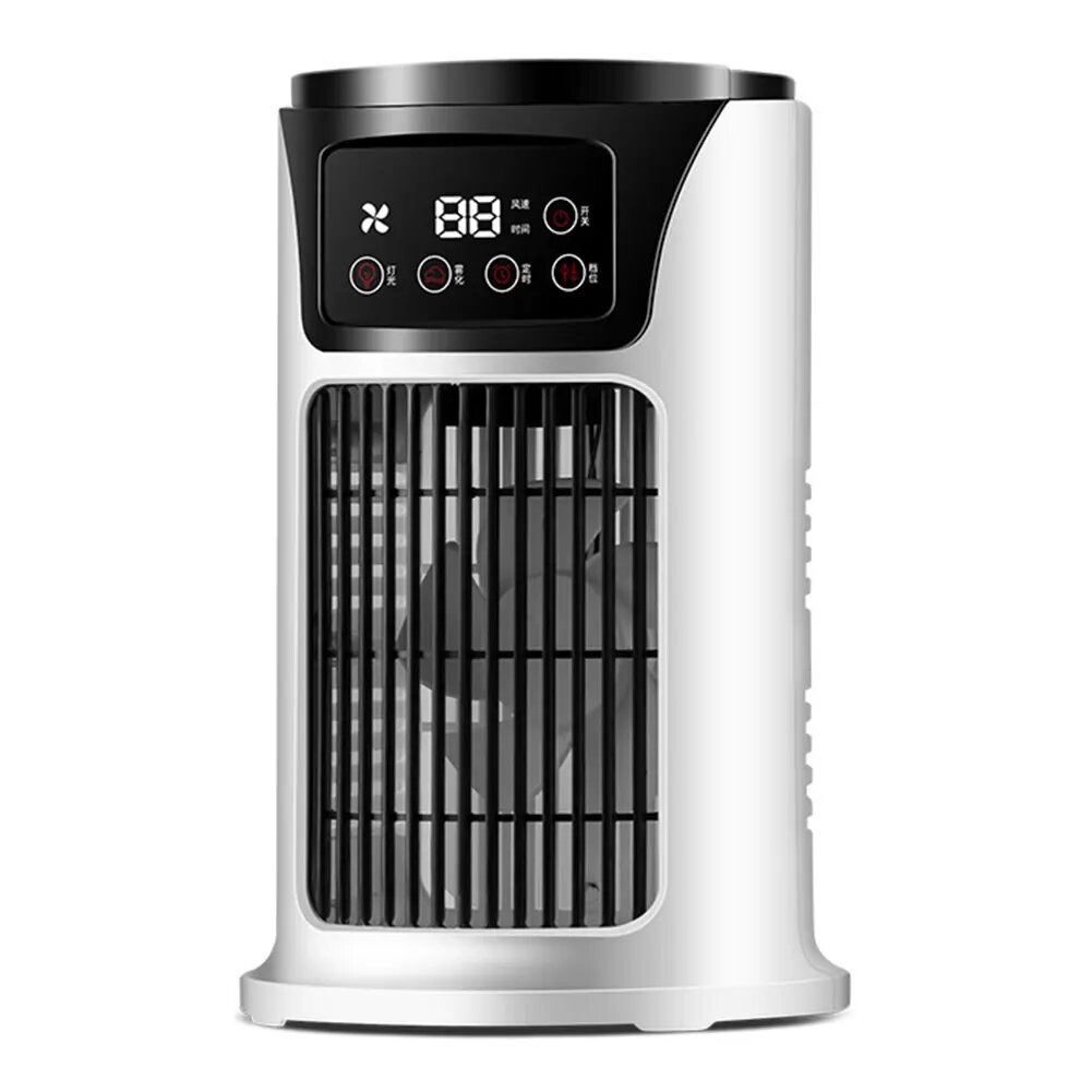 Вентилятор с таймером 6H Fan 6H Timer Misting Fan с водяным баком 300 мл, вентилятор с водяным охлаждением для дома, спальни, офиса — черный
