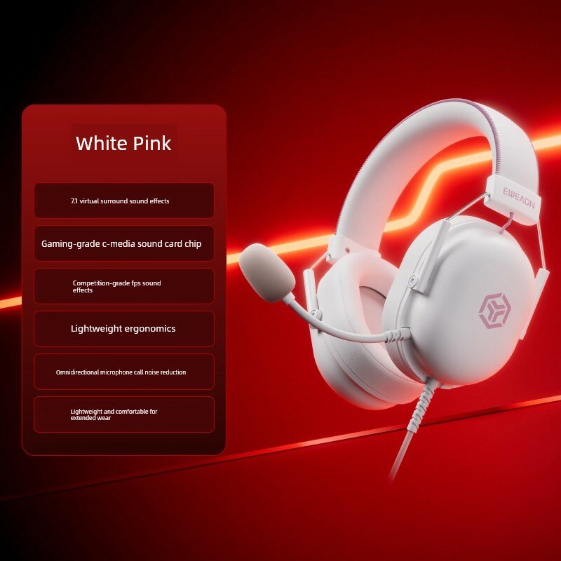 ASUS TUF Игровые Проводные Наушники с 7.1 Surround Sound, Одним USB-портом, Белый-Розовый для ПК