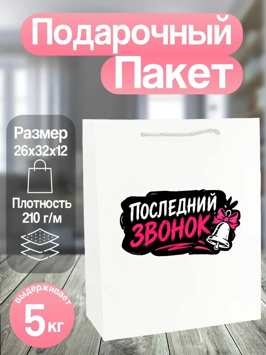Пакет подарочный Выпускной 2026 11 класс, упаковка для подарка, 26х31 см