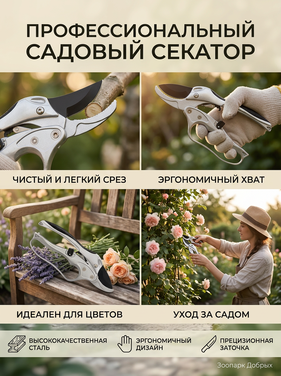 Секатор Центроинструмент "Титан", контактный, лезвия, 20 см，Углеродистая сталь