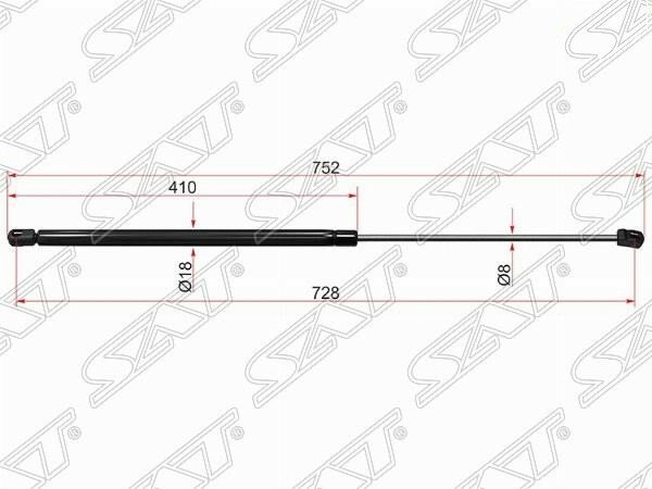 Амортизатор капота SAT ST-81161-3K000 Hyundai Sonata 04-10 справа=слева
