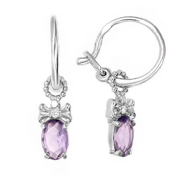 Серьги, серебро, 925 проба, родирование, фианит, кристалл