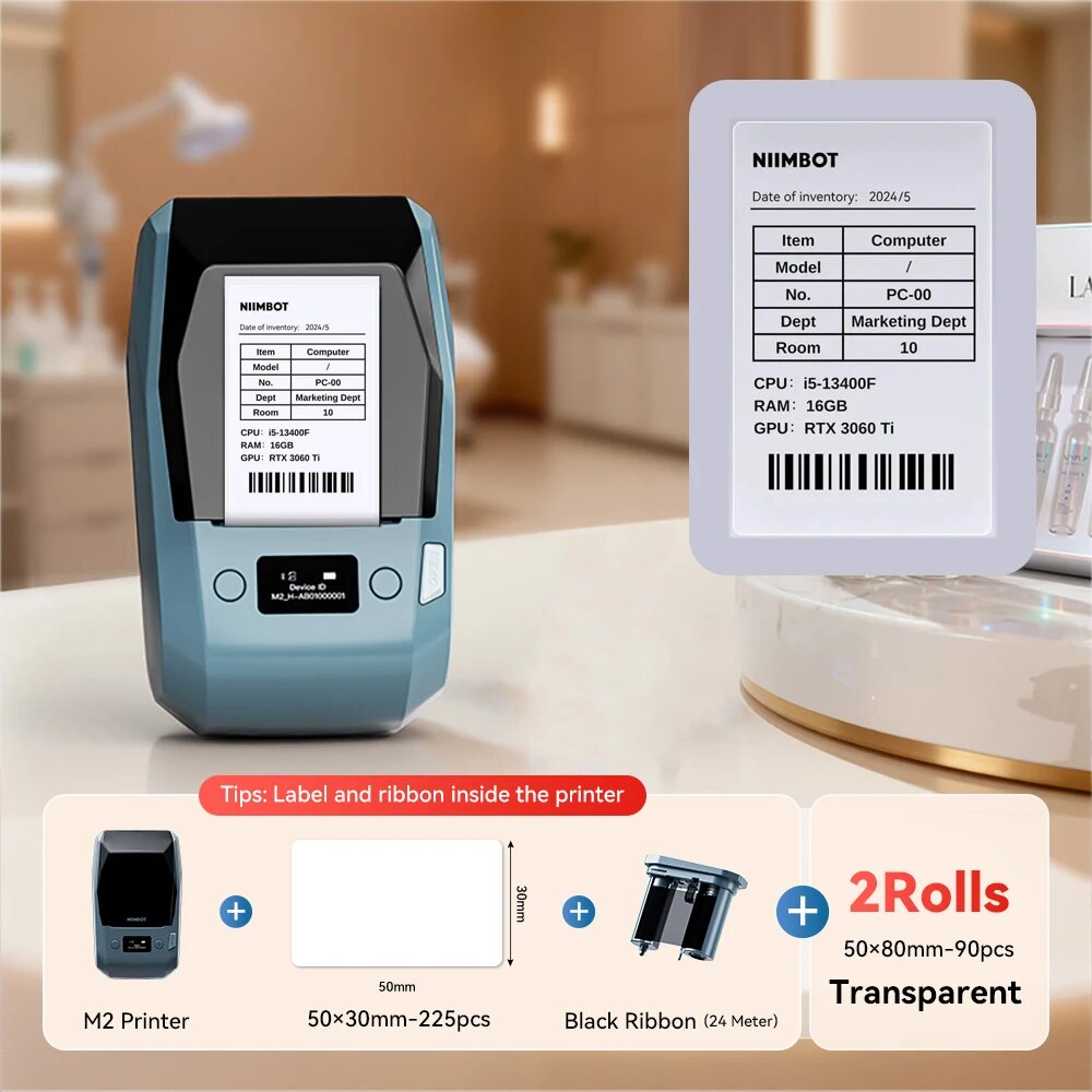 Niimbot M2 термотрансферный принтер этикеток 300 dpi темно-синий Add 50x80-Clear2