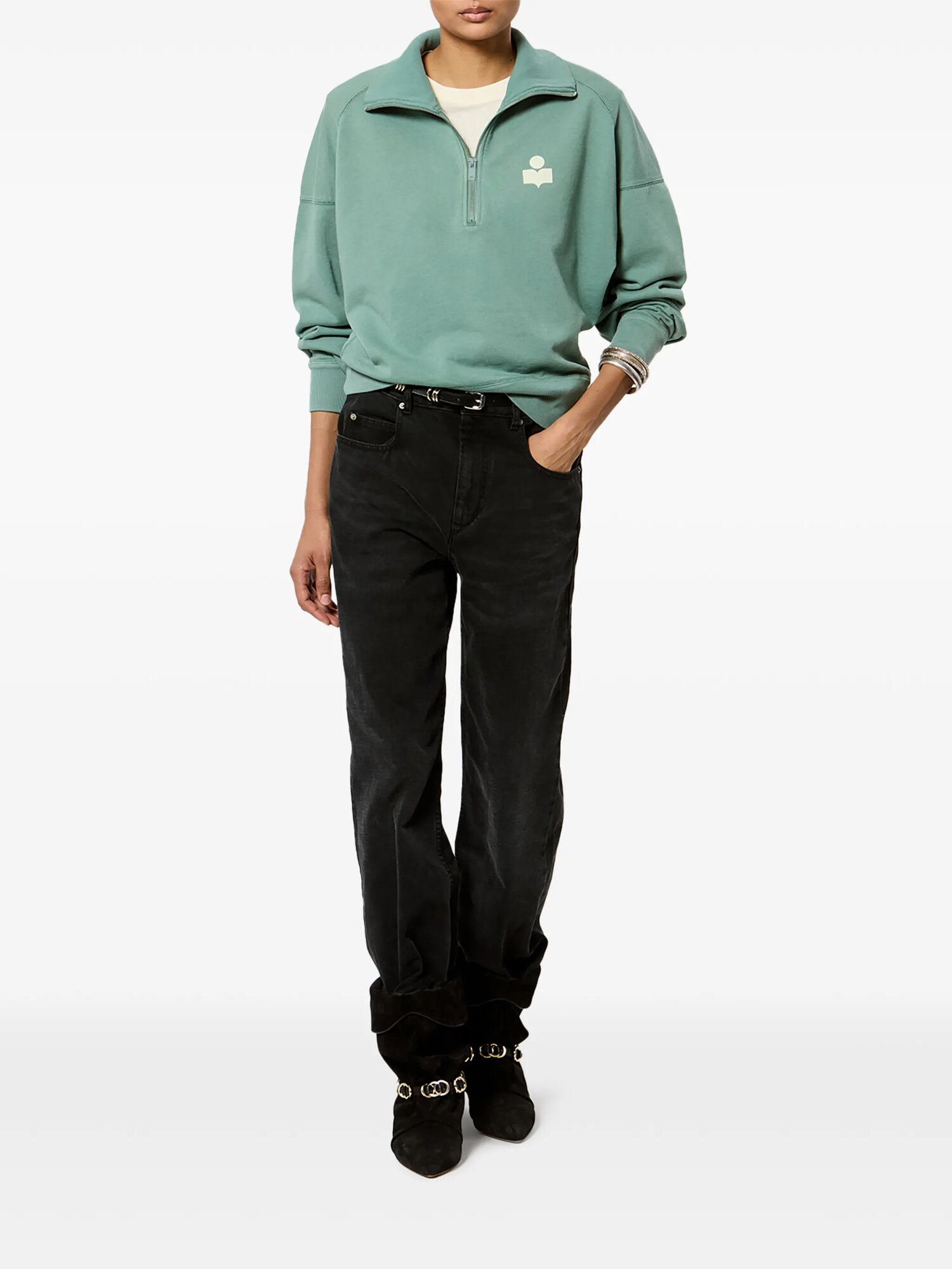 Толстовка Isabel Marant Ross sweatshirt, размер 44, , зеленый, — фото 1