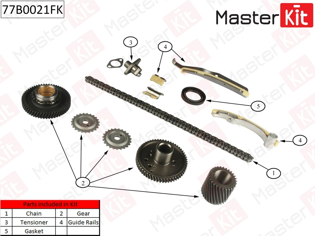 77B0021FK Комплект цепи MITSUBISHI 06- 3.2DI-D ГРМ
