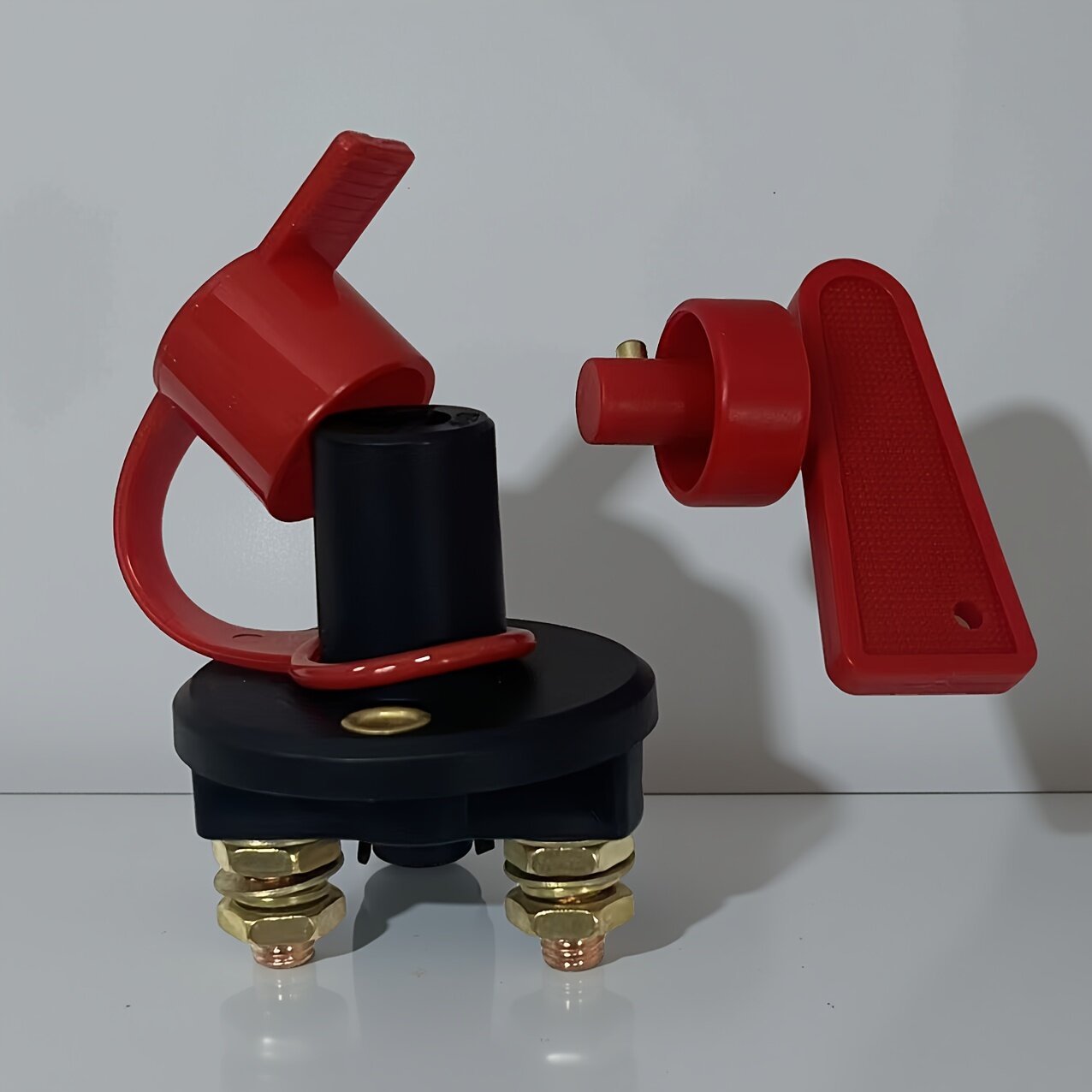 Выключатель массы аккумулятора 12V DC гоночный с защитой от утечки, 4-отверстие ручка быстрого отключения, универсальный для авто и грузовиков, красный, 1 шт.
