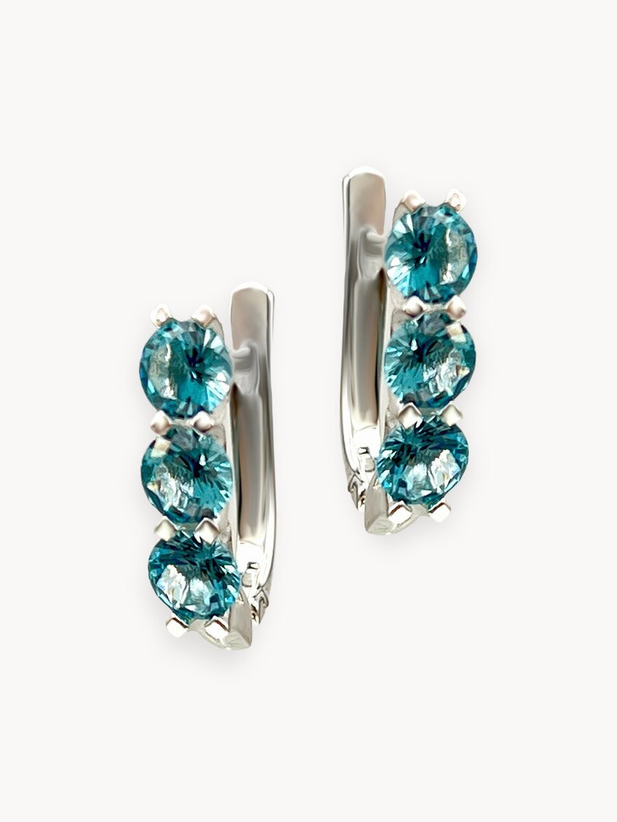 Серьги, серебро, 925 проба, турмалин синтетический