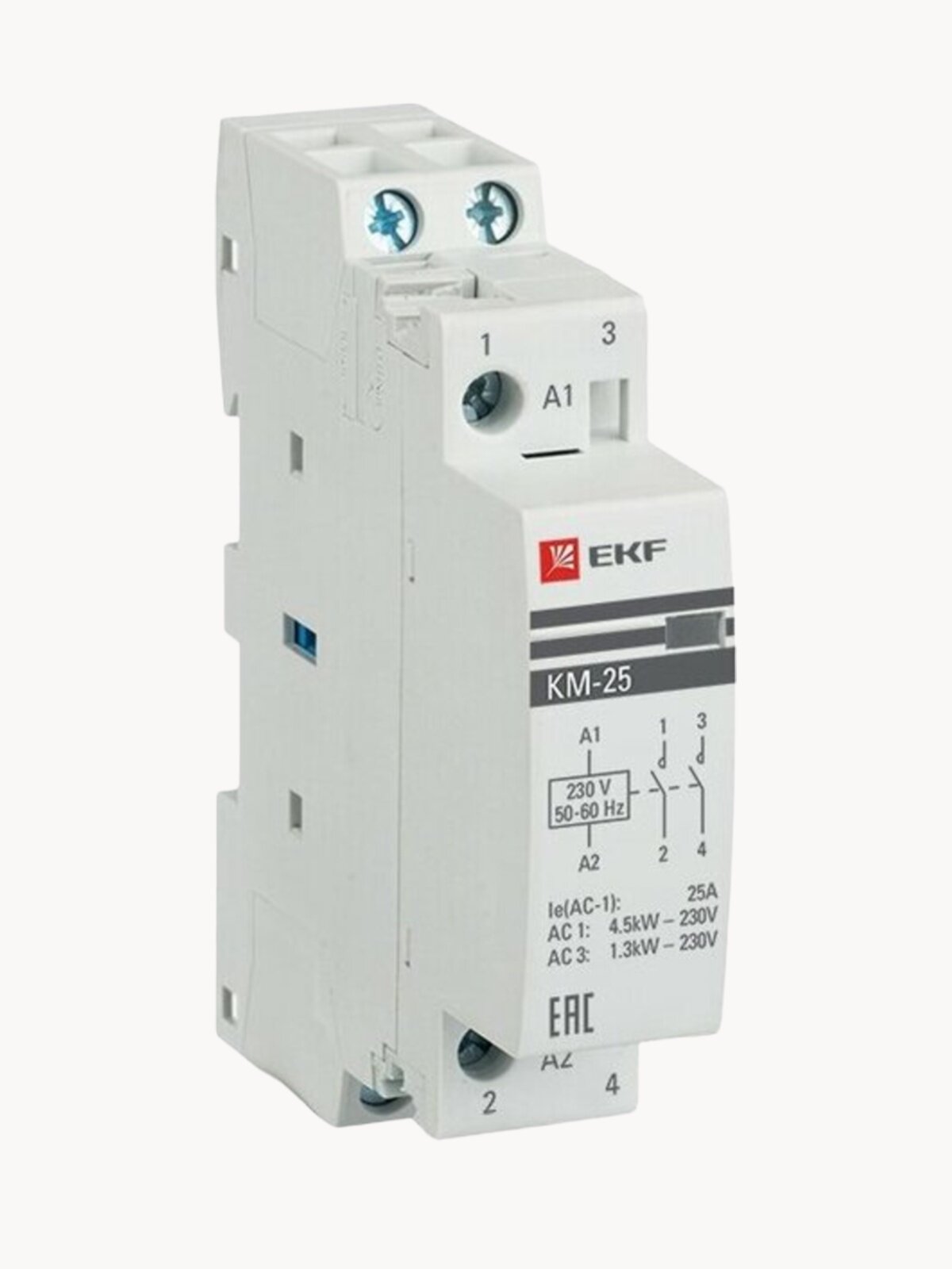 Контактор модульный 25А EKF 2NO, катушка 230В АС, 1 мод. на DIN-рейку КМ PROXIMA - пускатель магнитный