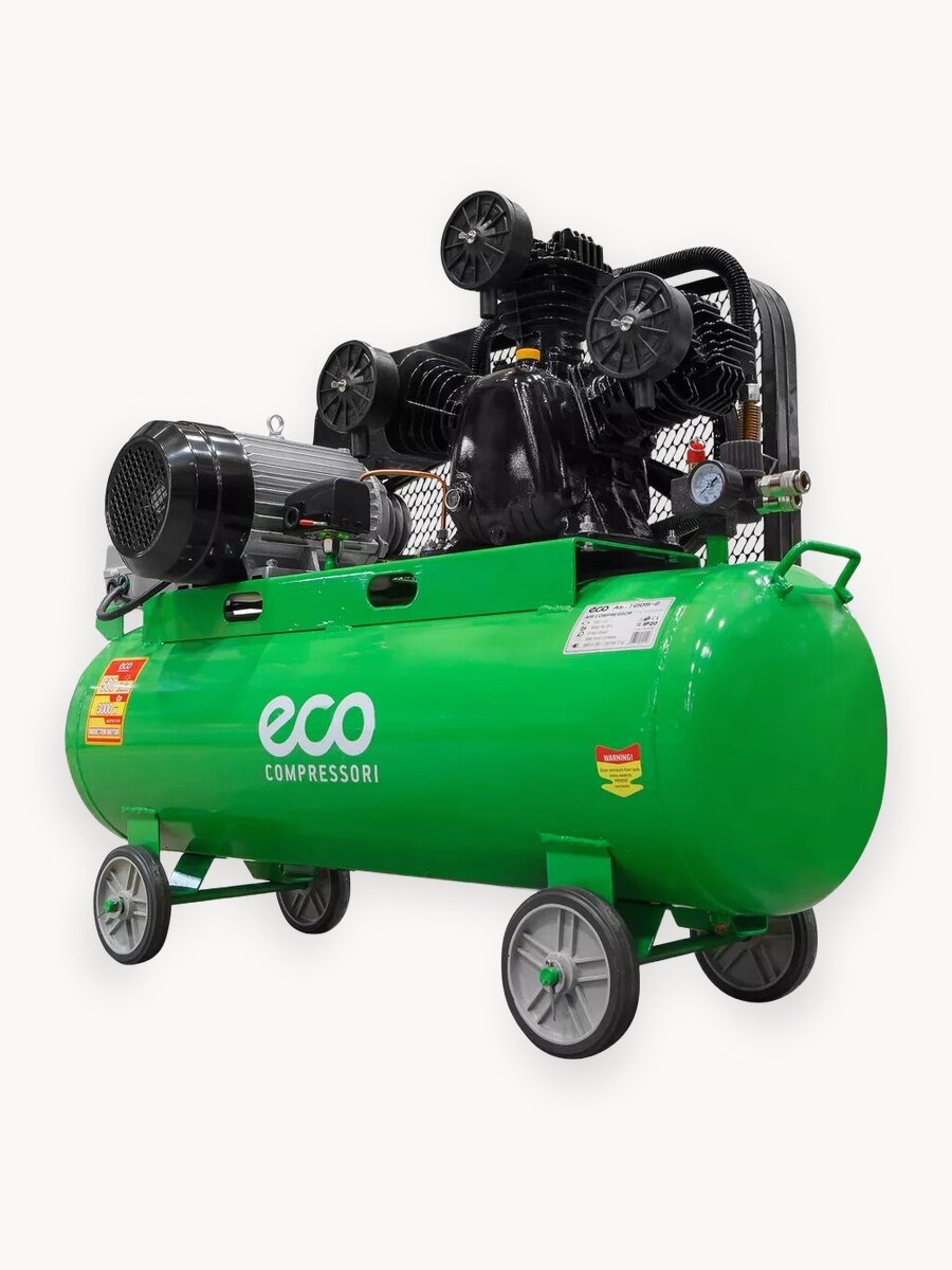 Компрессор воздушный масляный ECO AE-1005-2 (580 л/мин, 8 атм, ременной, ресив. 100 л, 380 В, 3.00 кВт)