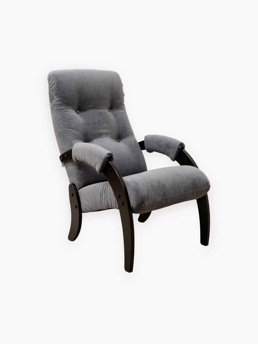 Кресло мягкое для отдыха, дома и дачи Glider 61 с мягкими подлокотниками, цвет серый/черный