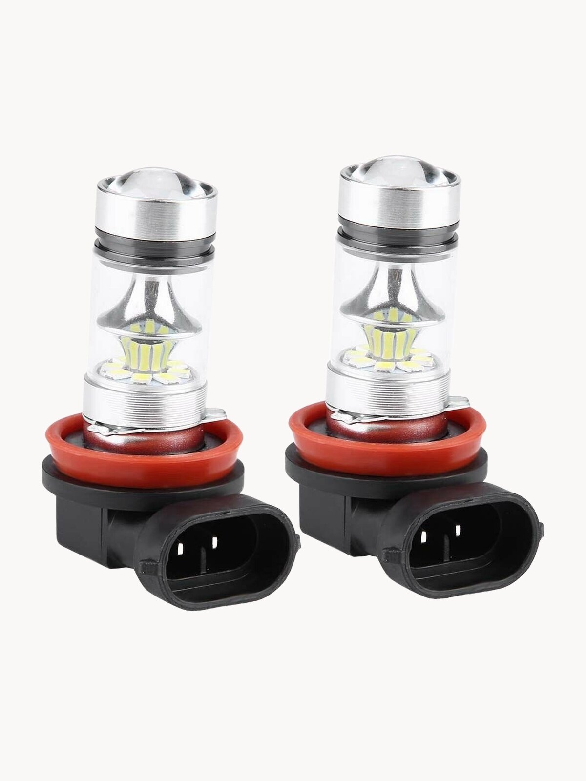 2 светодиодные лампы H8/H9/H11 6000K, 100Вт, белый свет для фар и противотуманных фар