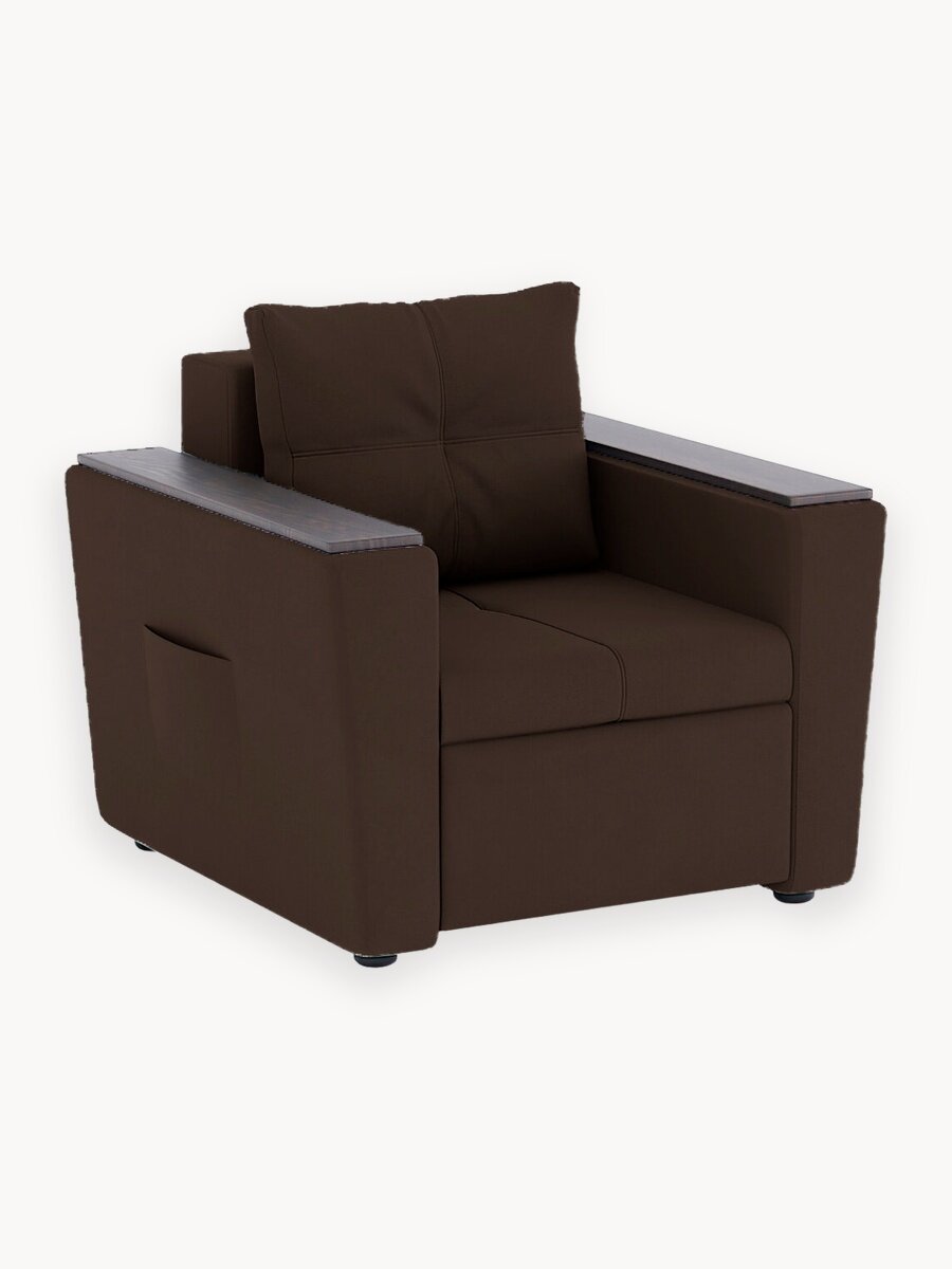 Кресло-кровать DiHall "Майами-Дубай", велюр, с подлокотниками, коричневое 96х90хВ90 (197х60)