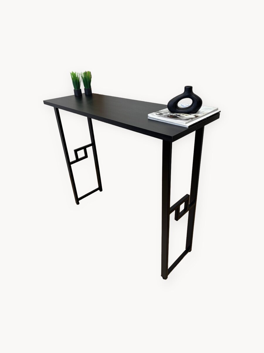 Стол барный RUBY TON 121х40 (черный), барная стойка LOFT, основание металл 40х20 ручной работы.