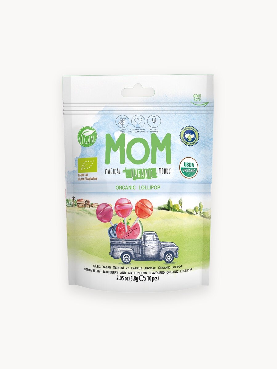 Натуральные леденцы MOM, без глютена, без аллергенов, 3 вкуса, 10 шт.