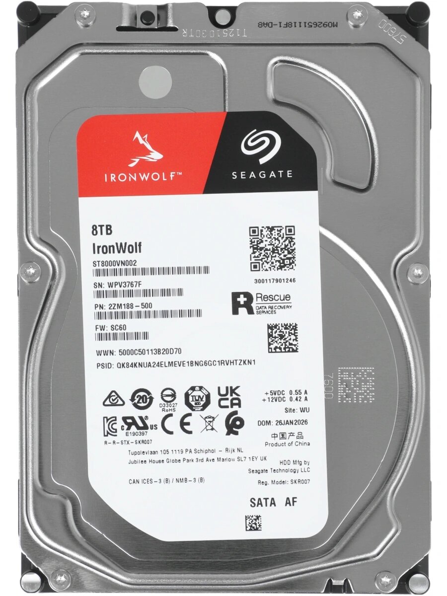 Жесткий диск 8TB Seagate SATA-III ST8000VN002 Ironwolf 5400rpm 3.5"